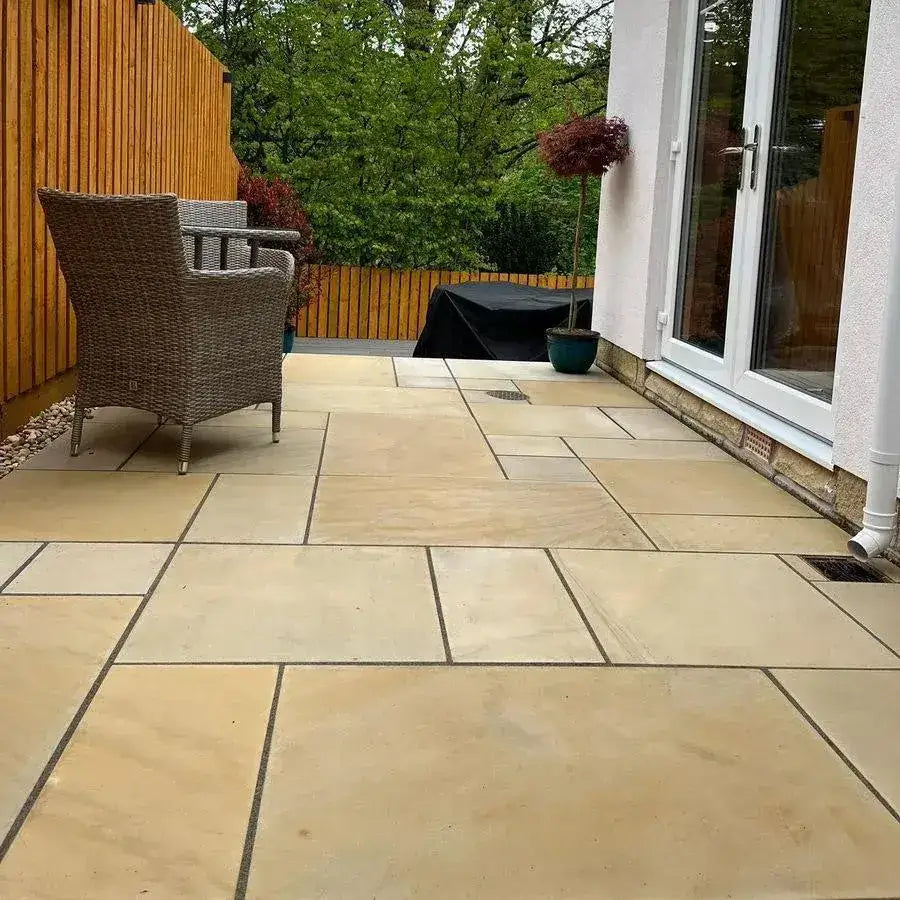 Smooth Mint Fossil Sandstone Paving Patio Packs | Paving Slabs UK